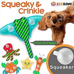 iEZZONE No Stuffing Dog Toys, Crinkle Dogs Toys Squeaky Dog Toys Cute Animal Plush Toys Teething Chew Toys for Puppy Small Medium Large Dog Toys Bulk 2.0