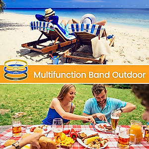 Garbage Can Rubber Bands Fits 8-33 Gallon Trash Cans Colorful Bands Adjustable Garbage Can Rubber Bands with Buckle Homewares Litter Box Bands for Kitchen Tables Picnic Party (6 Pcs)