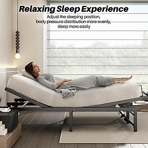 Redlife Queen Adjustable Bed Frame, Electric Bed Base with Wired Remote Control for Queen Mattress, Independent Head and Foot Incline, Powerful 4 Quiet Motor for Bedroom, Hospital, Easy Assembly