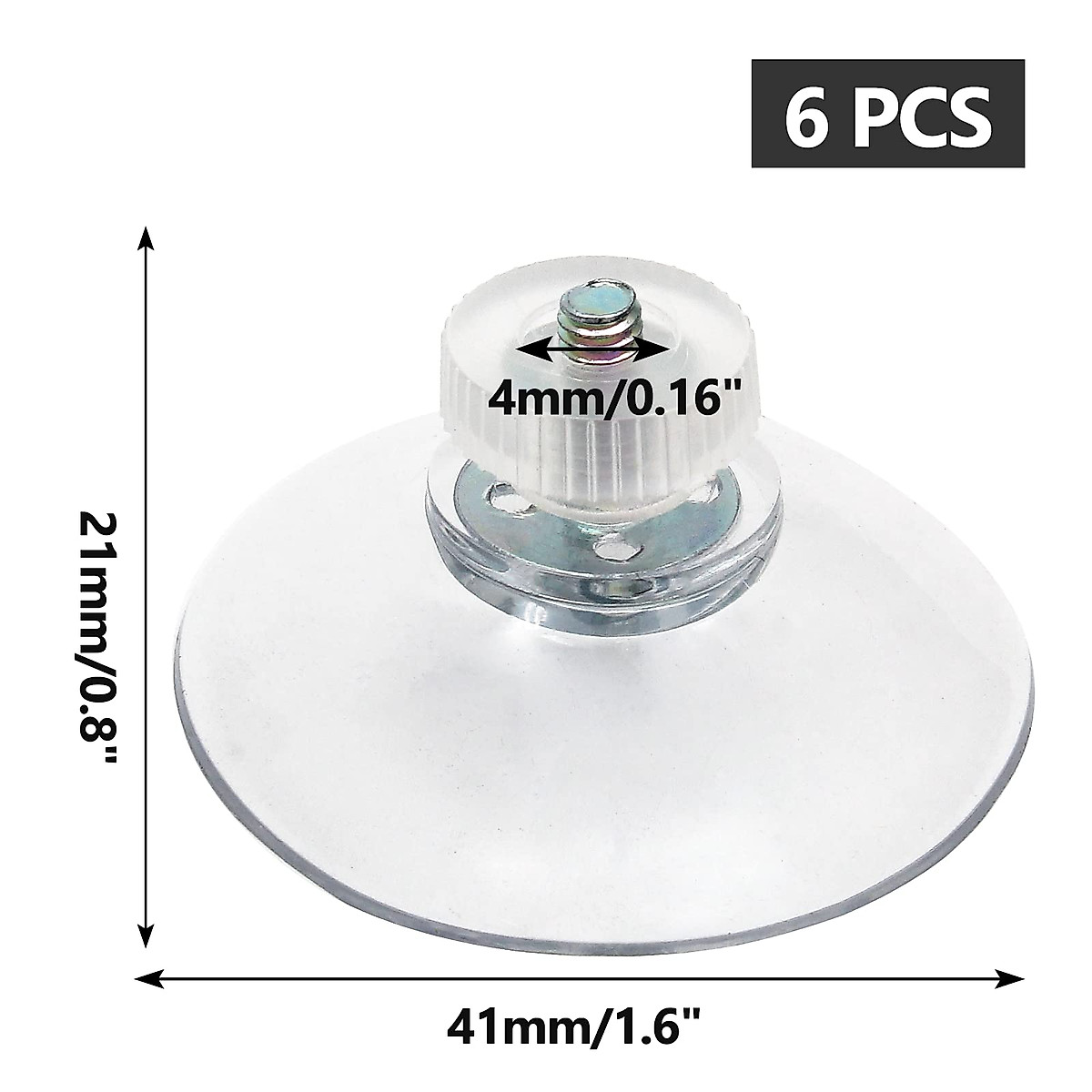 Piutouyar 41 mm/ 1.6 Inch Plastic Sucker Pad Holder, Round Strong Transparent Suction Pads, PVC Sucker with Screw Nut for Bathroom Wall, Window, Car Shade Cloth(6Pcs)