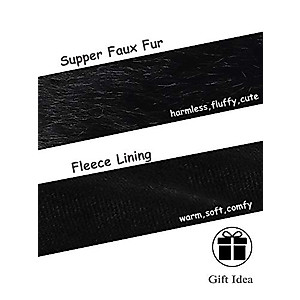 Faux Fur Headband with Elastic for Women's Winter Earwarmer Earmuff(One Size,Black)