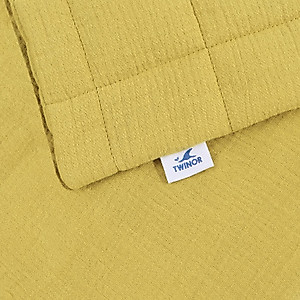 TWINOR Baby Muslin Quilt Blanket，Warm and Lightweight Crib Quilt Neutral Comforter for Newborn and Toddler Boys Girls (Light Yellow)