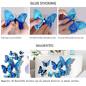 HAKDAY 3D Butterfly Wall Decor, 48 PCS 3D Butterfly Wall Stickers for Crafts Butterflies Party Decorations Birthday Room Decor