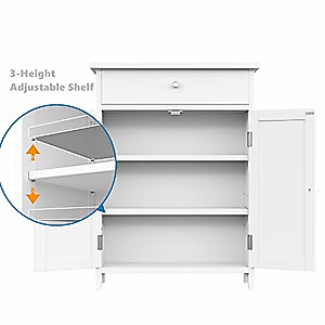 Irontar Bathroom Cabinet, Freestanding Bathroom Storage Cabinet with Drawer and Adjustable Shelf, Kitchen Cupboard, Floor Cabinet for Bathroom, Home Office, Entryway, White CWG008W