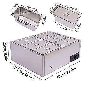 6-Pan Commercial Food Warmer Stainless Steel Electric Soup Warmer Hot Well Bain Marie Food Warmer Restaurant Table Food Steamer