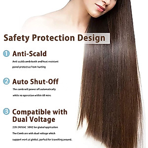 Hair Straightener Brush,Ocaliss Heated Ionic Hair Straightening Brush Flat Iron for Smooth Frizz-Free Silky Hair with 20S Fast Heating, 3 Temp Settings, Anti-Scald Hot Brush for Styling