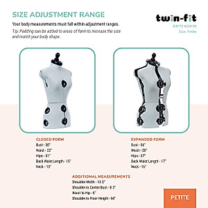 Dritz Twin-Fit Dress Form with Adjustable Tri-Pod Stand, Petite