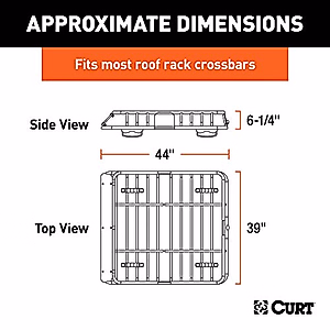 CURT 18115 Universal 42 x 37-Inch Black Steel Roof Rack Rooftop Cargo Carrier