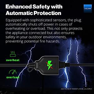 Smart Outdoor Plug YoLink 1/4 Mile World's Longest Range Smart Plug Work w/Alexa Google Assistant IFTTT Individual Control 2 Outlets IP44 Waterproof for Garden Watering Lighting, YoLink Hub Required