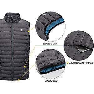 Little Donkey Andy Men's Lightweight Warm Puffer Vest Outdoor Sleeveless Jacket for Golf Hiking Casual Travel Steel Gray M