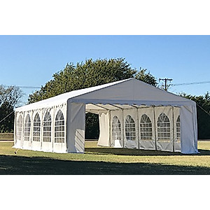 32'x16' PE Party Tent White - Heavy Duty Wedding Canopy Carport Shelter - with Storage Bags - By DELTA Canopies