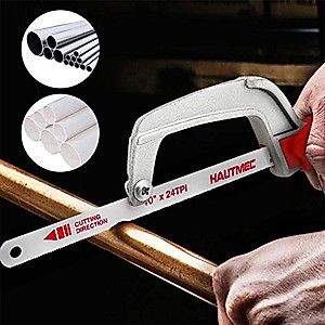HAUTMEC Mini Hacksaw – Compact Hand Hack Saw Metal Frame With Bimetal HSS Blade HT0035-PL