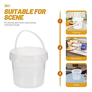 Amosfun 2 Pcs 2L Food Grade Plastic Hand Bucket Transparent Round Storage Bucket Household Ice Cream Storage Tank with Lid