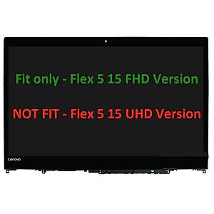 15.6" FHD (1920x1080) LCD Screen Display + Touch Digitizer + Bezel Frame Assembly FRU: 5D10N46974 for Lenovo Ideapad Flex 5-15 1570 80XB 81CA / Yoga 520-15 FHD