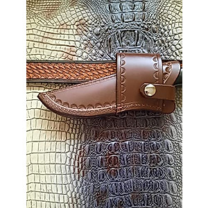 Custom Leather Cross Draw Knife Sheath for Buck 119 SPECIAL Knife, Dyed Brown, Sheath Only