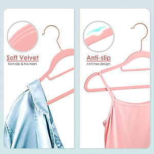 DUDUCOFU Velvet Hangers Non Slip Felt Hangers, 30 Pack Pink Velvet Hangers Clothes Hangers Space Saving Slim Hangers with 360 Degree Swivel Hook for Suits Coats, Jackets, Pants, and Dress Clothes