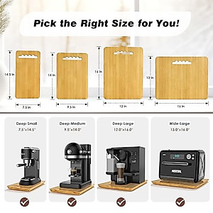 Kssiaz Bamboo Appliance Slider, 360° Rotation Sliding Tray for Coffee Maker, Slider for Counter Heavy Kitchen Appliances, Appliance Rolling Tray with Wheels, Slides Easily from Countertop, 9.5" x 14"