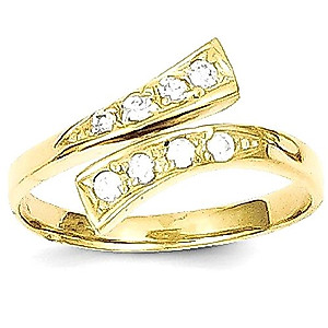 IceCarats 10K Yellow Gold Cubic Zirconia CZ Adjustable Toe Ring Open Midi Band Summer Beach Jewelry