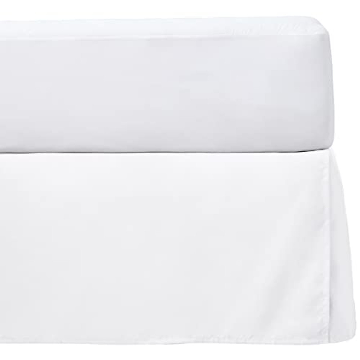Amazon Basics Lightweight Pleated Bed Skirt, Queen, Bright White