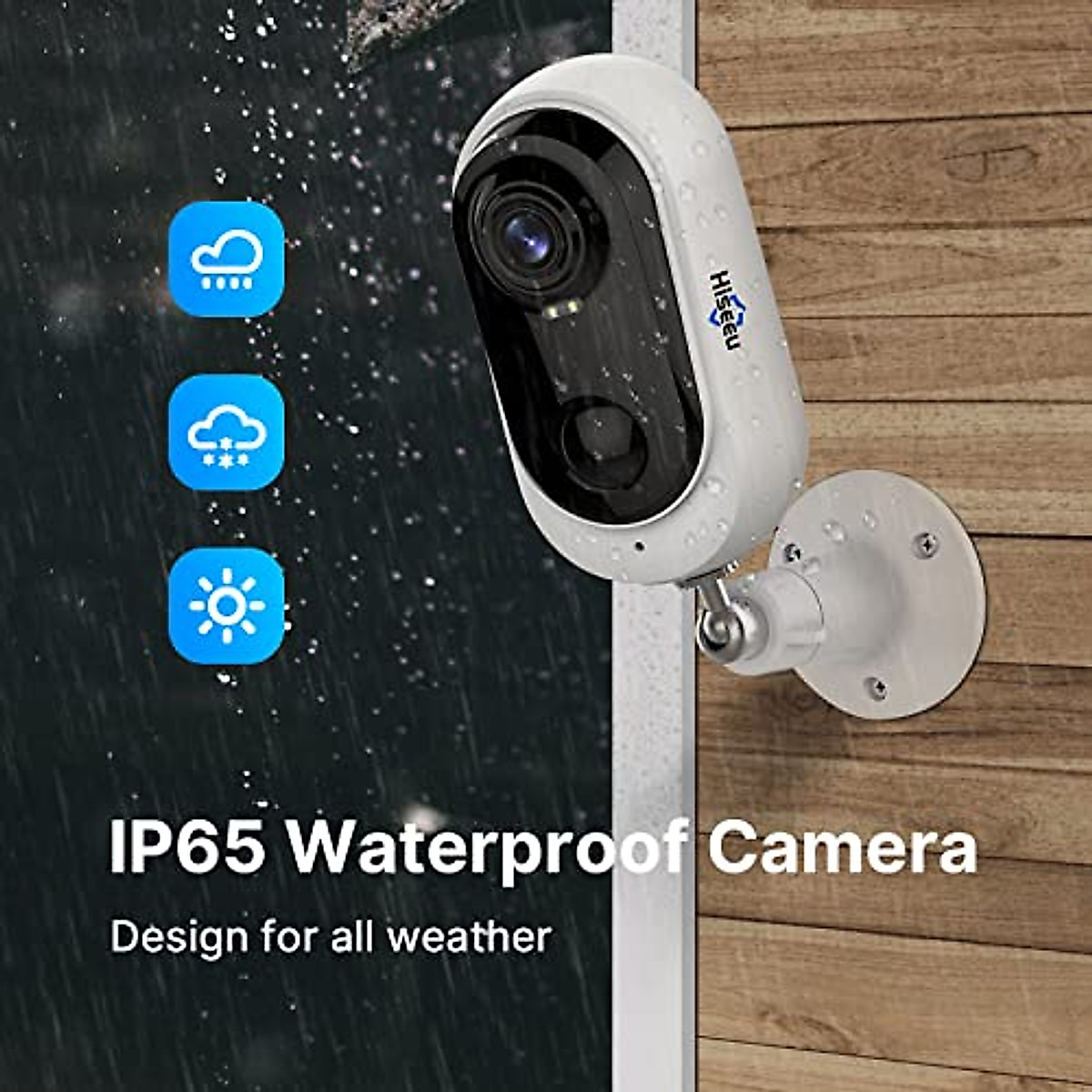 Hiseeu Security Camera Battery, 2K Wireless Security Camera Outdoor Indoor for Home Surveillance, Color Night Vision, Siren, 2-Way Audio, AI Motion Detection, CloudEdge App