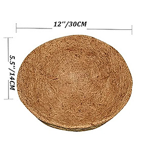 FDGARDEN 2PCS Round Replacement Coco Liner for Hanging Basket, 12 inch Coconut Fiber Plant Basket Liner for Garden Planter Flower Pot (12 inch Round)