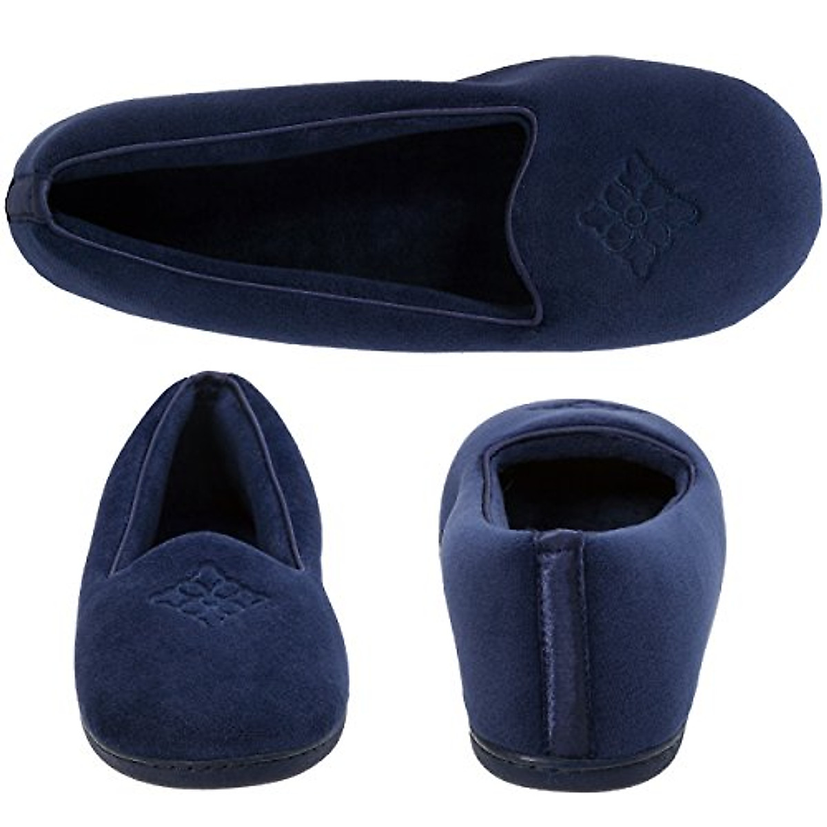 Dearfoams Women's Rebecca Lightweight Cozy Memory Foam Closed Back Slipper with Wide Widths, Peacoat, 9-10