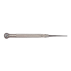 Starrett Steel Pocket Scriber with Hexagon Shape Head - 2-3/8" (60mm) Point Length, 1/4" (6.4mm) Handle Diameter, Knurled and Nickel-Plated Handle - 70A