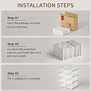 Plastic Storage Bins with Lids - Shoe Storage Shoe Organizer Shoe box Sneaker Storage Collapsible Storage bins Stackable Storage Totes Storage Container for Organizing Foldable Storage Bins (3 Layers)