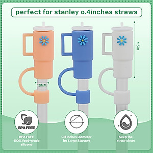 12pcs Silicone Straw Covers Cap for Stanley Cup,Reusable Drinking Straw Covers Compatible for Stanley 30&40 Oz,Straw Toppers for Stanley Cup Accessories