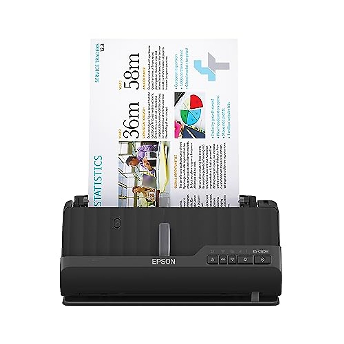 Epson - Workforce ES-C320W - Wireless Compact Desktop Document Scanner - 2-Sided Scanning and Auto Document Feeder - Paper and Card Scanner - Black