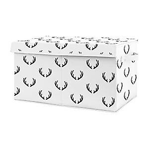 Sweet Jojo Designs Woodland Deer Boy Small Fabric Toy Bin Storage Box Chest For Baby Nursery or Kids Room - Black and White Rustic Forest Animal for the Camouflage Camo Collection