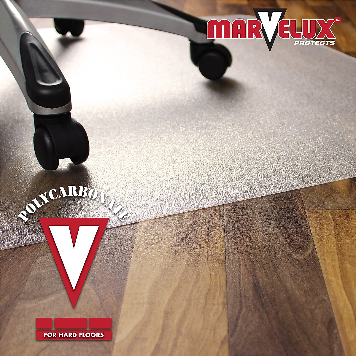 Marvelux Heavy Duty Polycarbonate Office Chair Mat for Hardwood Floors 48" x 60" | Transparent Hard Floor Protector, Rectangular | Multiple Sizes