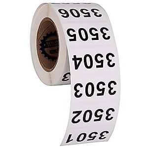 Consecutively Numbered Labels Self Adhesive Durable Vinyl- Measure: 2" X 1" by Kenco (ROLL 3501-4000)