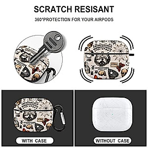 Smooth Plastic Headphone Protective Case Cover Compatible with AirPods 3 Charging Case, Front LED Visible, Shockproof Headphone Case Cover with Keychain, Vintage Skull Skeleton Spider Web Witch Board