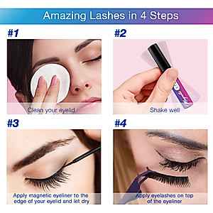 Asani Magnetic Eyeliner and Eyelashes Kit, 10-Pair Reusable Natural Magnetic Lashes, 2 Pair Fluffy magnetic Eyelashes, 2 Tubes of Magnetic Eyeliner with Scissors Tweezers & Mirror Case