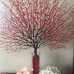Simulation Coral Branch Artificial Sea Tree Peacock Tree Plastic Sea Trunk Branch Decorative Accessories for Fish Tank Aquarium Wedding Home(Brown)