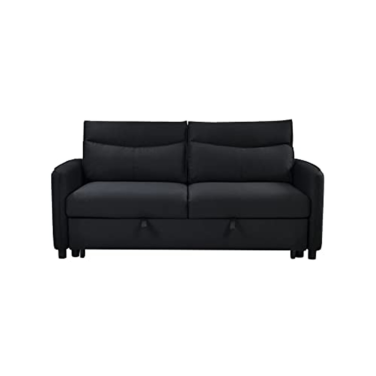 ERYE 3-in-1 Tufted Futon Loveseat Convertible Sleeper Bed W/Pull Out Sleep Daybed, Functional Reclining Backrest Love Seat Sofa & Couch for Living Room Sofabed, Queen, Black W/ 2 Pillows