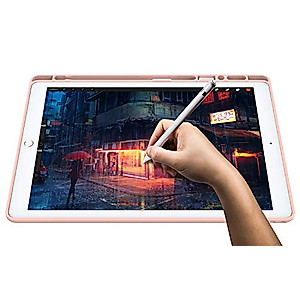 MoKo Case Fit iPad Pro 12.9 2017/2015 with Apple Pencil Holder - Slim Lightweight Smart Shell Stand Cover Case with Auto Wake/Sleep Fit Apple iPad Pro 12.9 inch Tablet (1st & 2nd Gen),Rose Gold