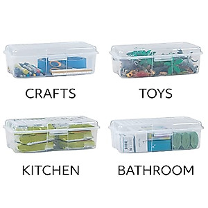 Rubbermaid 6 Qt. Handi-Box, Stackable Plastic Storage Bin with Latching Lid, Pack of 6, Great for Shoe Storage, Classroom Organization, Cube Organizer and Kitchen Pantry Container, Clear