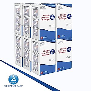 Dynarex 3454 Unna Boot Bandage, Individually Packaged, Provides Customized Compression, With Zinc Oxide, Soft Cast, 4" x 10 Yard, Pack of 12