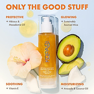 Kopari Sun Shield Body Glow, Broad Spectrum SPF 50, Lightweight Shimmering Gel Texture Absorbs Quickly, Non Sticky, Glowing Results, Gold 5 oz