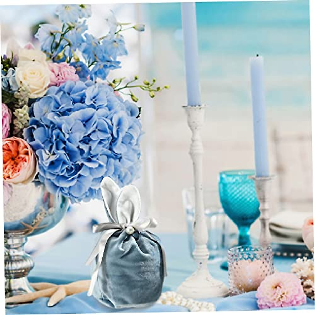 MILEVO Jewellery Drawstring Bags, 10PCS Blue Flannelette Gift Bag, Jewelry Pouches with Drawstring,Candy Bag for Wedding Packaging ( Color : Blue )