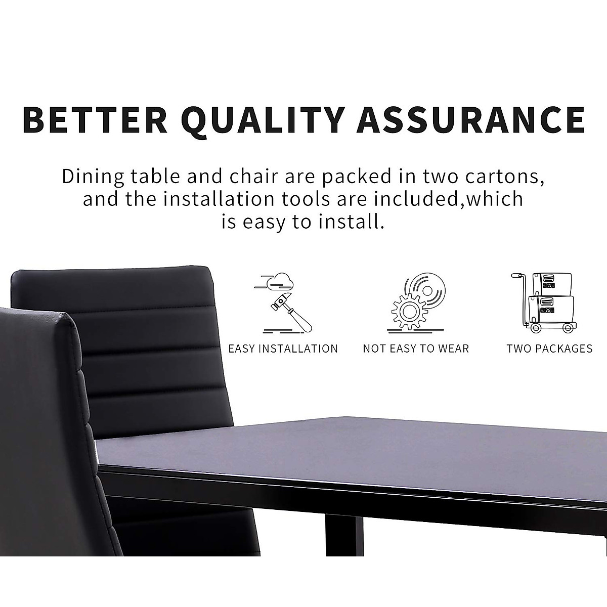 HCY Dining Table Set Dinning Chairs Set of 4 with Table Kitchen Dining Table Set for Small Spaces Home Furniture Dinette Set Rectangular Table, Black