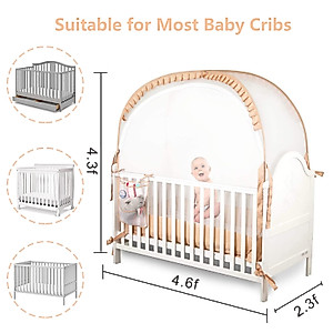 JOINSI Baby Crib Pop up Tent Infant Safety Mesh Cover Net - Canopy Cover to Keep Baby from Climbing Out