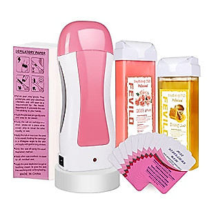 Roller Waxing Kit for Women, Roll on Wax Warmer Kit for Hair Removal, For Larger Areas of the Body, Sensitive Skin Wax Roller Kit for Hair Removal