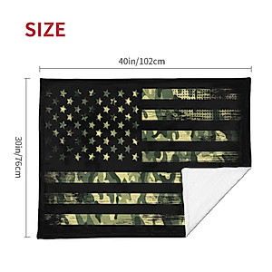 American Flag with Green Camo Baby Blanket Super Soft Microfiber Swaddling Blankets Wrap for Boys and Girls