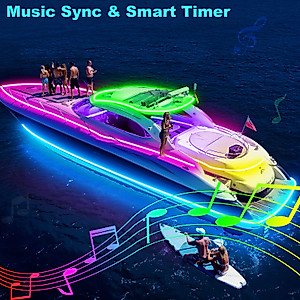 LED Boat Lights Strip 33FT, IP67 Marine LED Strip Pontoon Boat Light App Control, 12V RGB Waterproof Boat Interior Light, Night Fishing Lighting for Bass Boat, Kayak, Jon Boat, Cabin, Deck