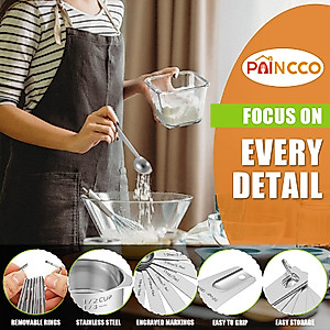 Paincco Stainless Steel Measuring Cups & Spoons Set of 21, Includes 7 Nesting Metal Measuring Cups, 9 Measuring Spoons and 5 Mini Measuring Spoons, Kitchen Gadgets for Cooking & Baking
