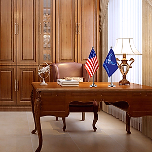 LoveVC US Air Force Wings Desk Flag Small Mini Military Office Table Flags with Stand Base,2 Pack