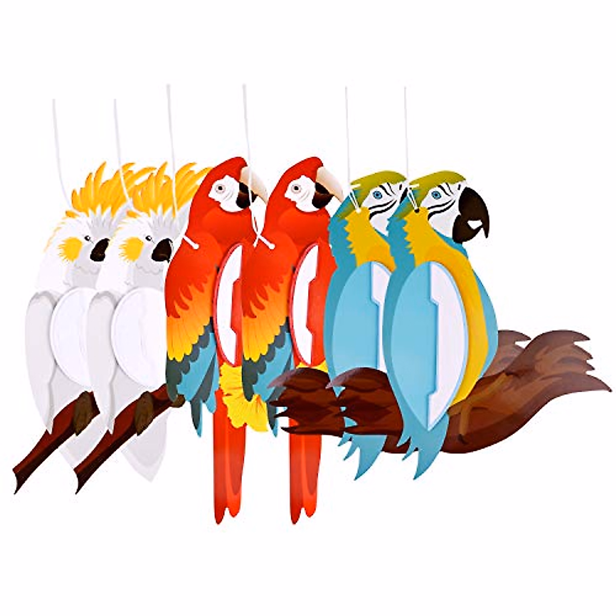 TUPARKA 6 Pieces Tropical Birds Honeycomb Parrot Hawaiian Summer Beach Tiki Bar Luau Party Home Classroom Hanging Decorations(Parrot)